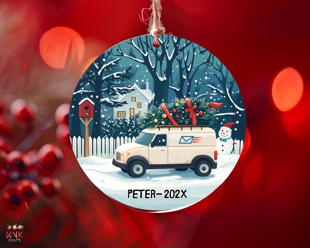 Mail Carrier Ornament, Postal Worker Ornament, Christmas Truck Ornament ...
