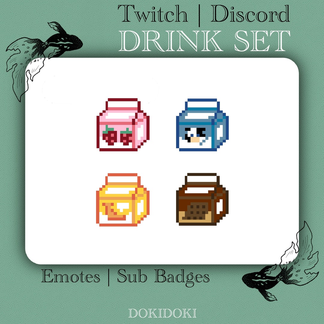 Emotes Pack Badges for Twitch Discord Drink Set Cute Milk Brick Drink ...