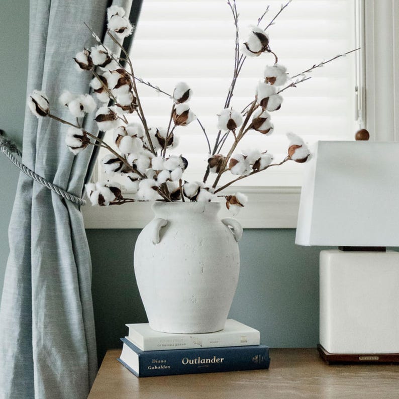 Large Antique White Terracotta Vase: Rustic Farmhouse Decor - Etsy