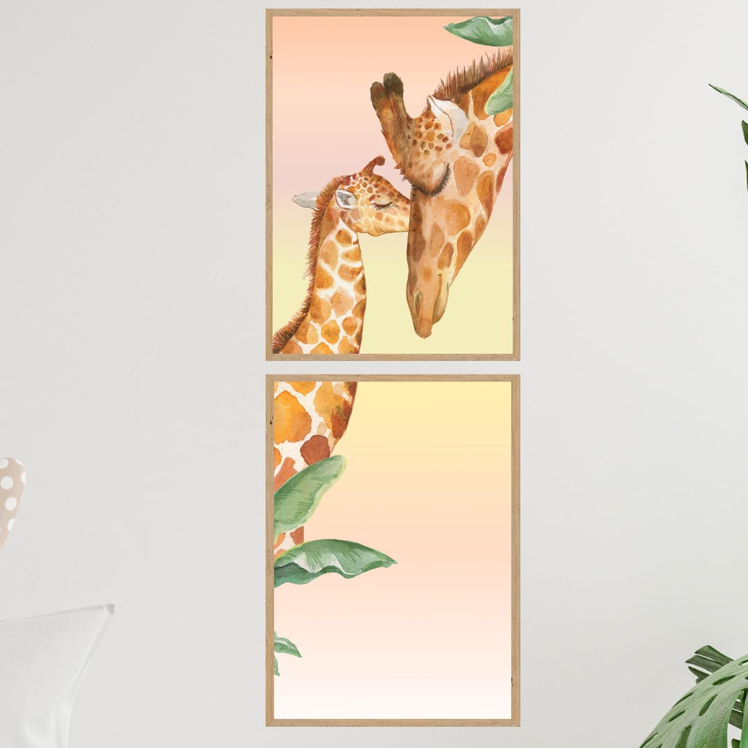 Animal Poster Set Children's Room, Baby Room, Playroom, Giraffe Poster ...