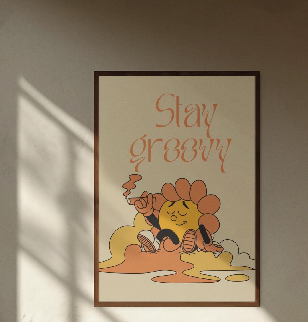 Retro Print, Digital, Groovy Retro Poster With Text, Retro Style Wall ...