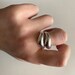 Antique Silver Soft Curve Rings, Organic Shape Adjustable Layer Rings ...