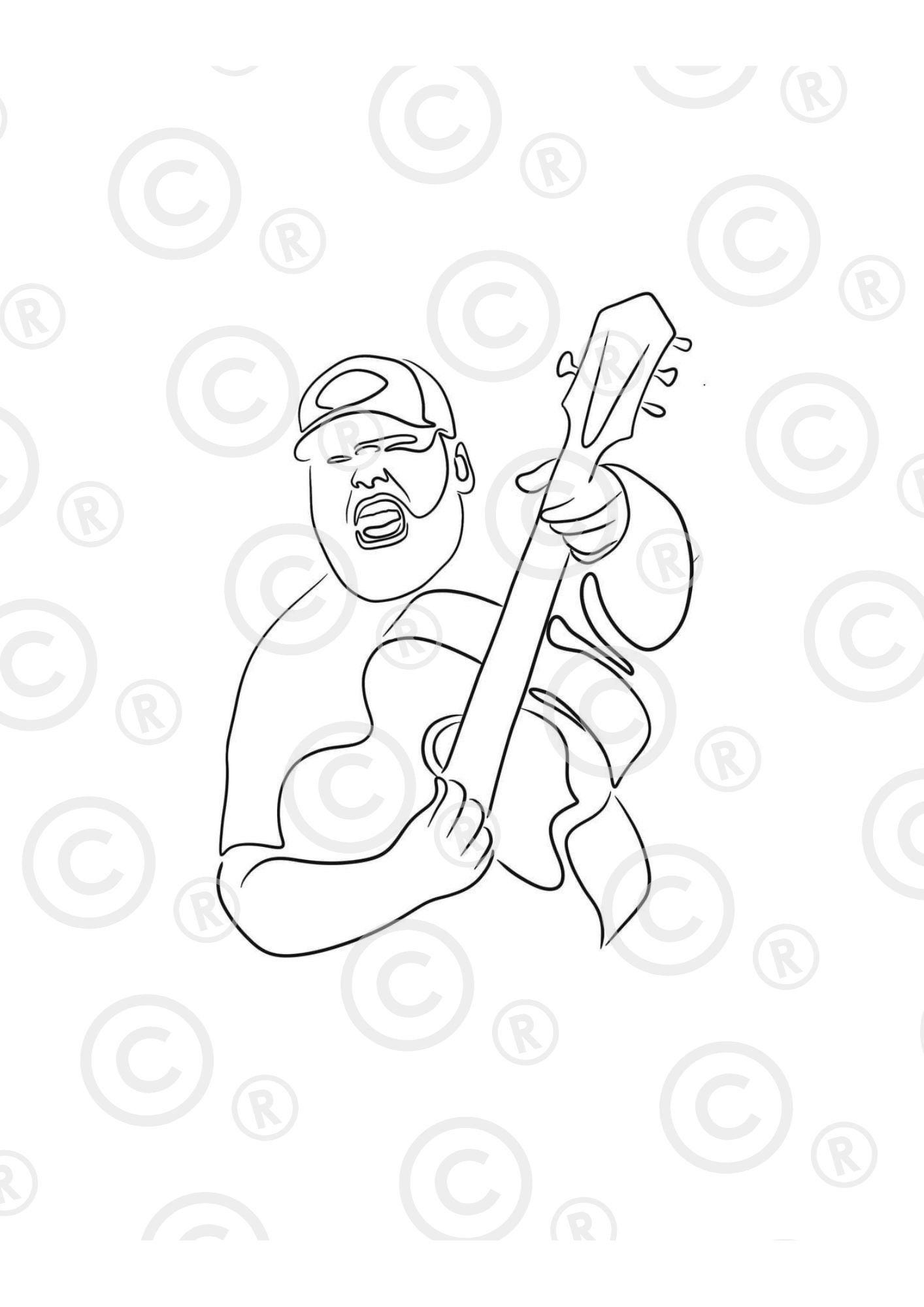 Luke Combs Line Artwork (guitar) - Etsy