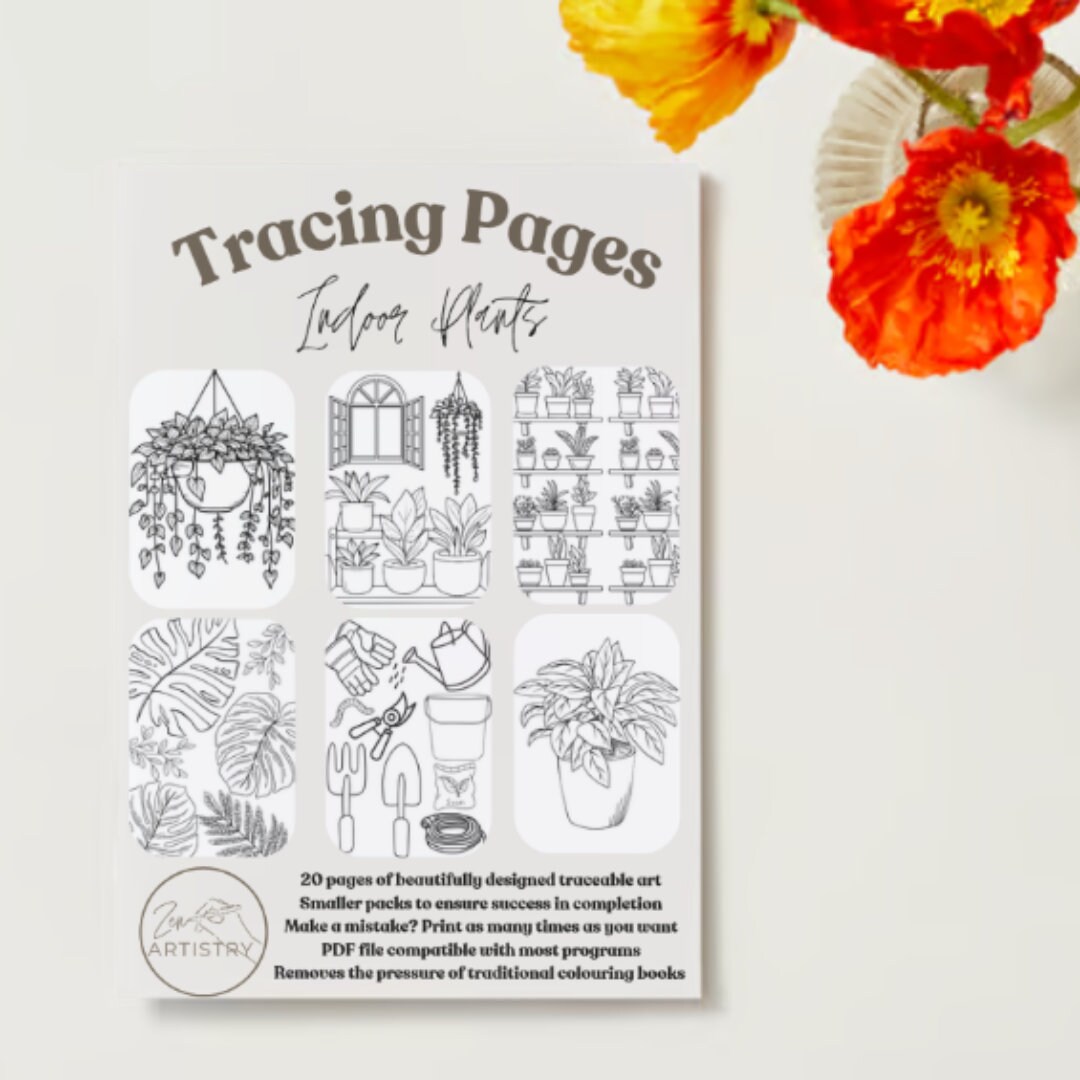 20 Indoor Plants Tracing Pages for Busy Minds - Etsy
