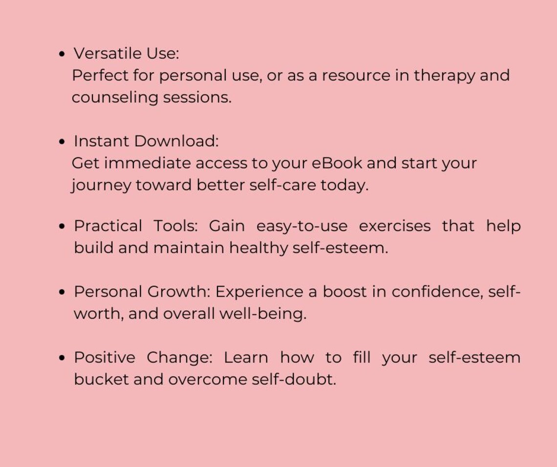 Self-esteem Bucket Ebook-workbook | Mindfulness & Self-care Workbook ...