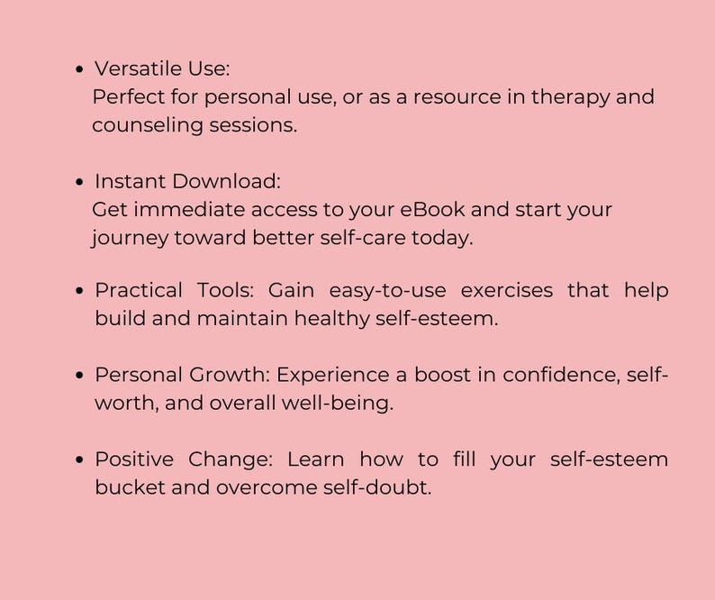 Self-esteem Bucket Ebook-workbook | Mindfulness & Self-care Workbook ...