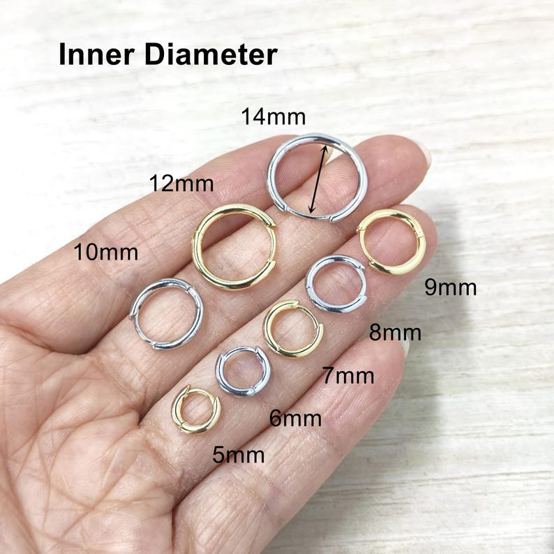 Sterling Silver Small Hoop Earrings Set, 14K Gold Stackable Hinged ...