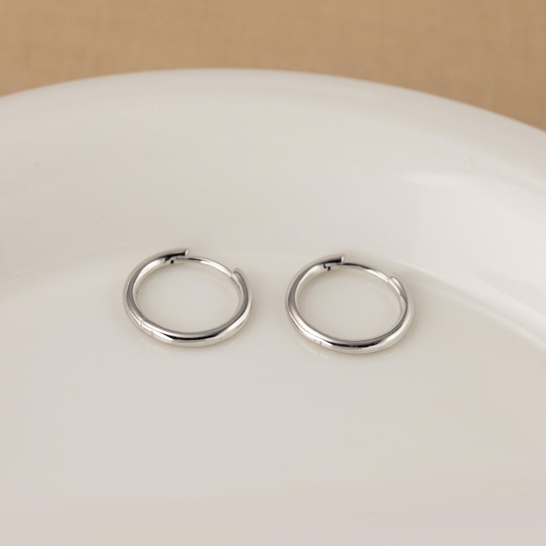 Sterling Silver Small Hoop Earrings Set, 14K Gold Stackable Hinged ...
