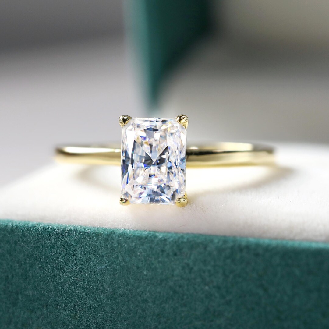 Simulated Diamond Cut Engagement Ring Solitaire Promise Ring Vintage ...