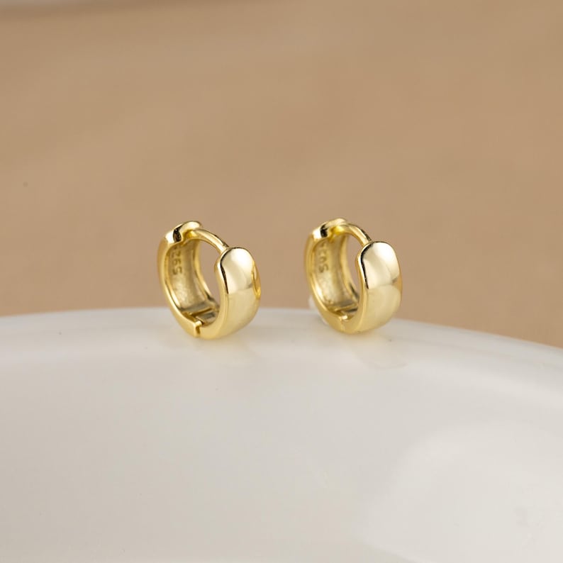 Sterling Silver Chunky Huggies Set, 14K Gold Clicker Hoop Earrings ...