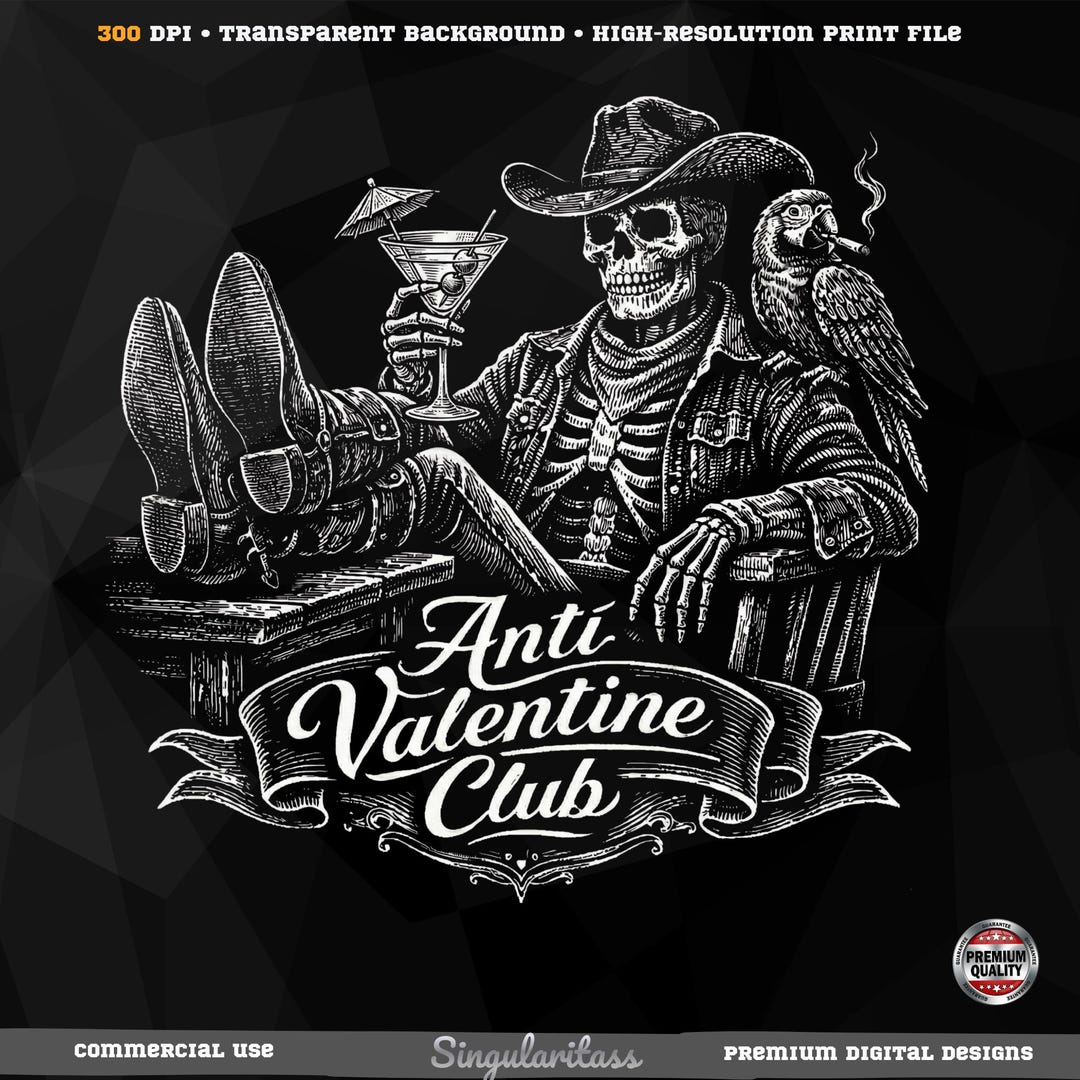 Anti Valentine Skeleton Cowboy PNG Digital Download Sarcastic ...