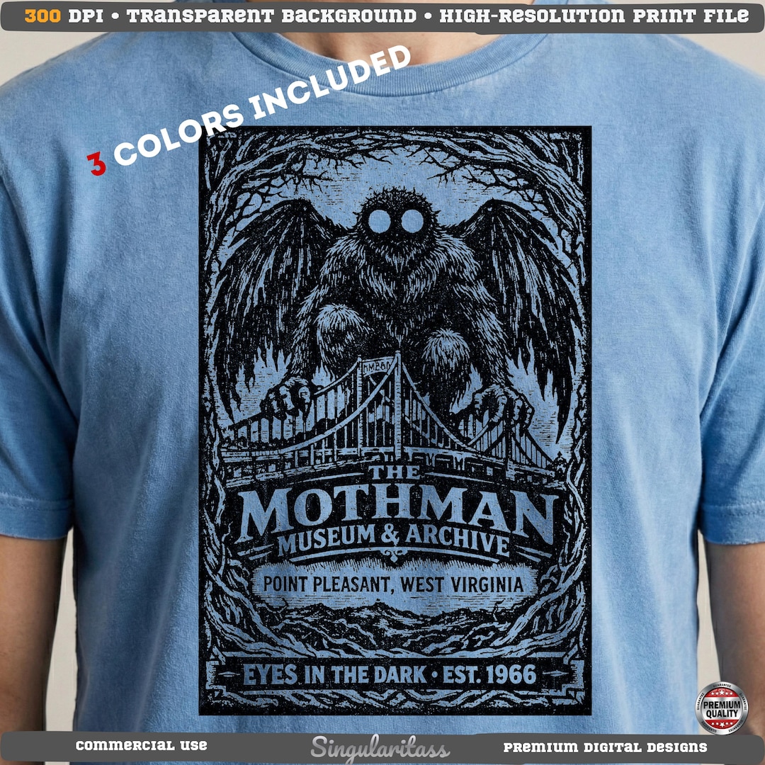 Mothman Cryptid Digital Download 3 Colors, Vintage Point Pleasant WV ...