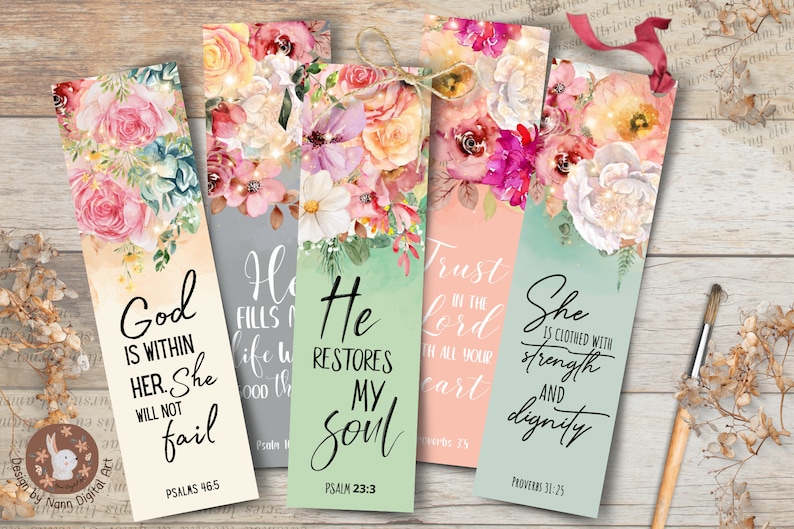 Printable Bible Verse Bookmarks Set#038 Digital Download for ...