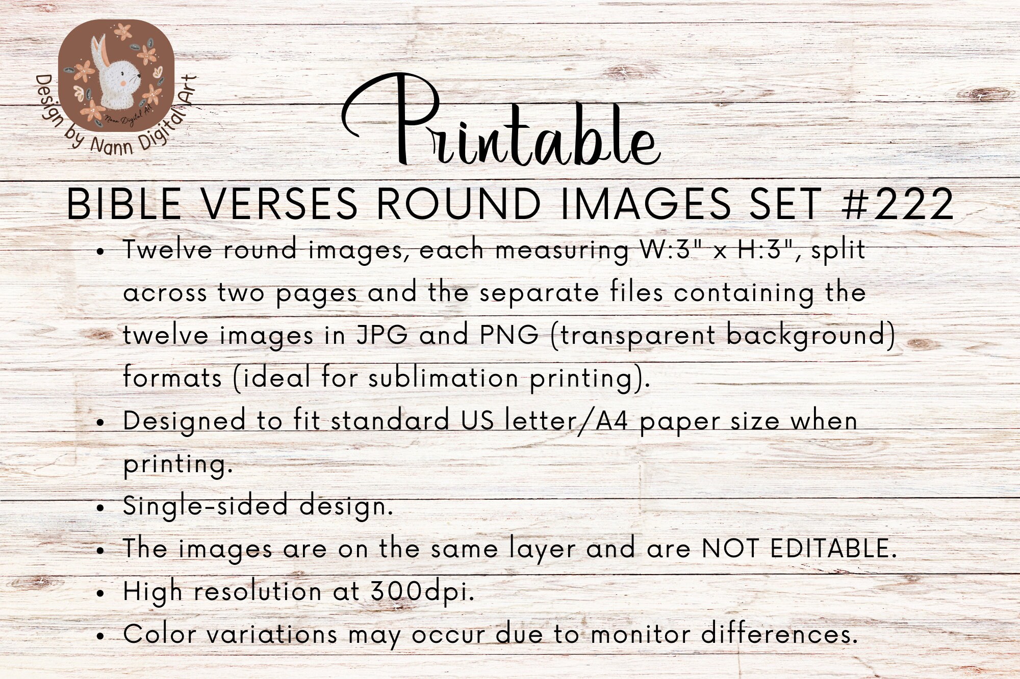 3x3 Inch Printable Bible Verses Round Cards Set 222 Digital Download ...