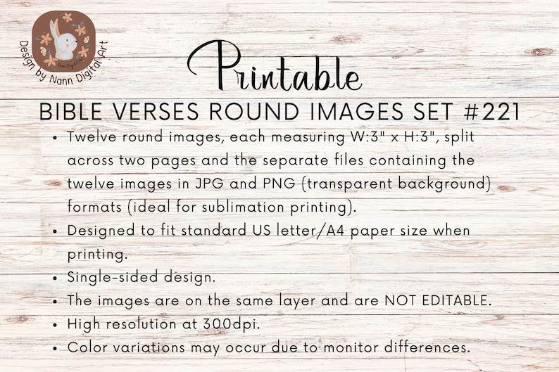 3x3 Inch Printable Bible Verses Round Cards Set #221 Digital Download ...