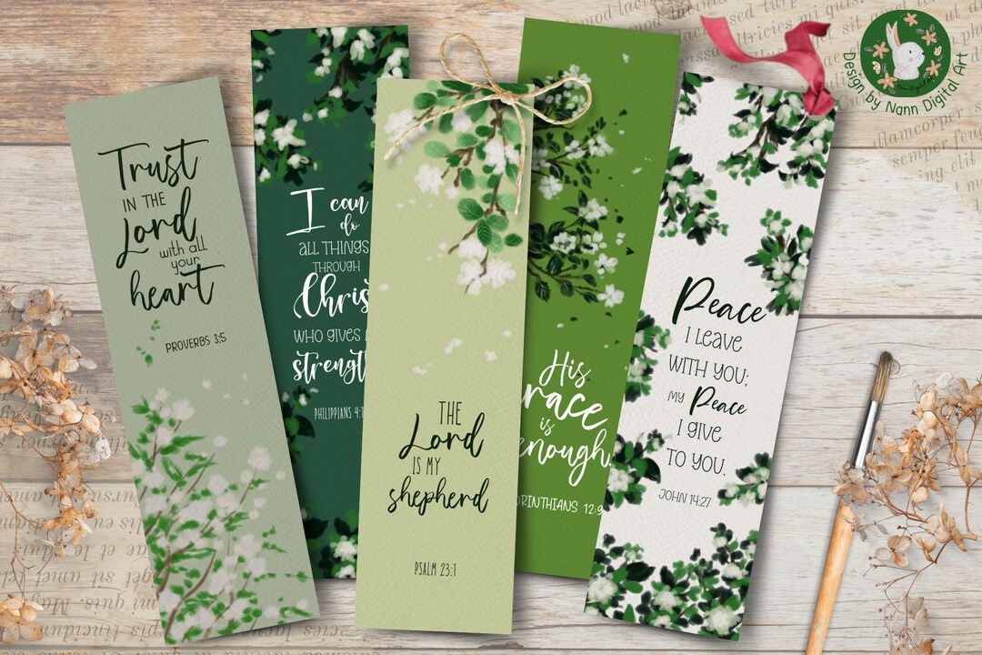 Printable Bible Verse Bookmarks: Floral Christian Designs (digital ...