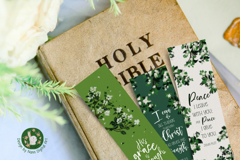 Printable Bible Verse Bookmarks: Floral Christian Designs (digital ...
