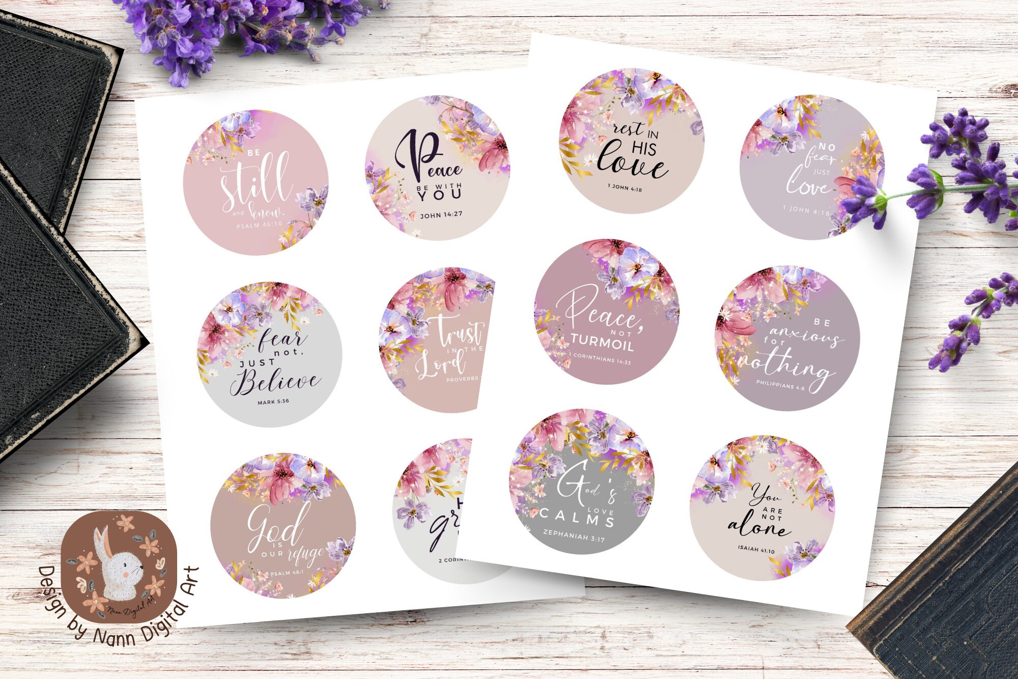 3x3 Inch Printable Bible Verses Round Cards Set 222 Digital Download ...