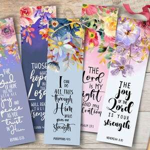 Floral Bible Verse Bookmarks: Christian Printable Set (digital Download ...