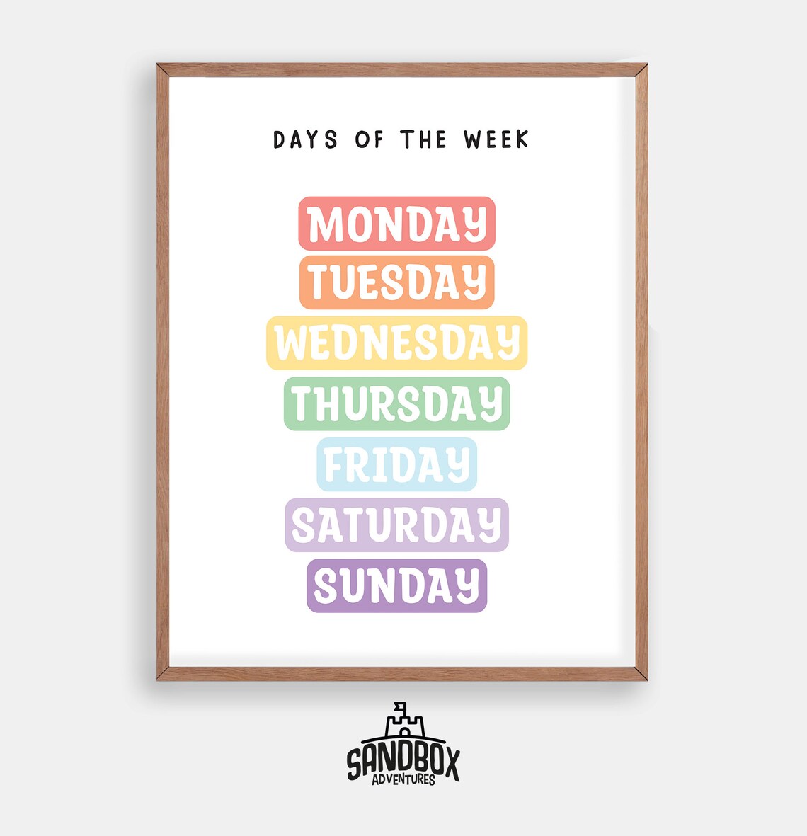 Days of the Week Poster Educational Poster for Bedroom and Classroom ...