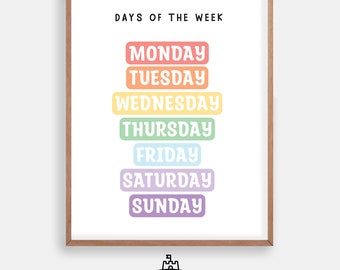 Days of the Week - Educational Poster for Kids - Classroom Visual ...