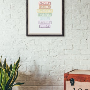 Days of the Week Poster - Educational Poster for Bedroom and Classroom ...