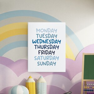 Days of the Week Poster - Educational Poster for Bedroom and Classroom ...