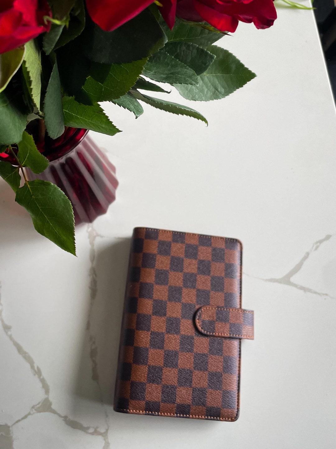 Checkered Budget Binder, Vegan Leather Grid Binder, Wallet Binder ...