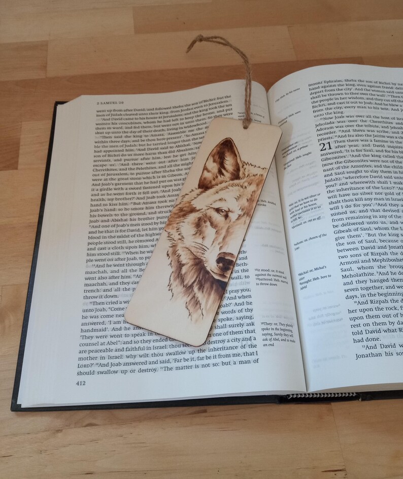 Wood Burned Wolf Bookmark - Etsy
