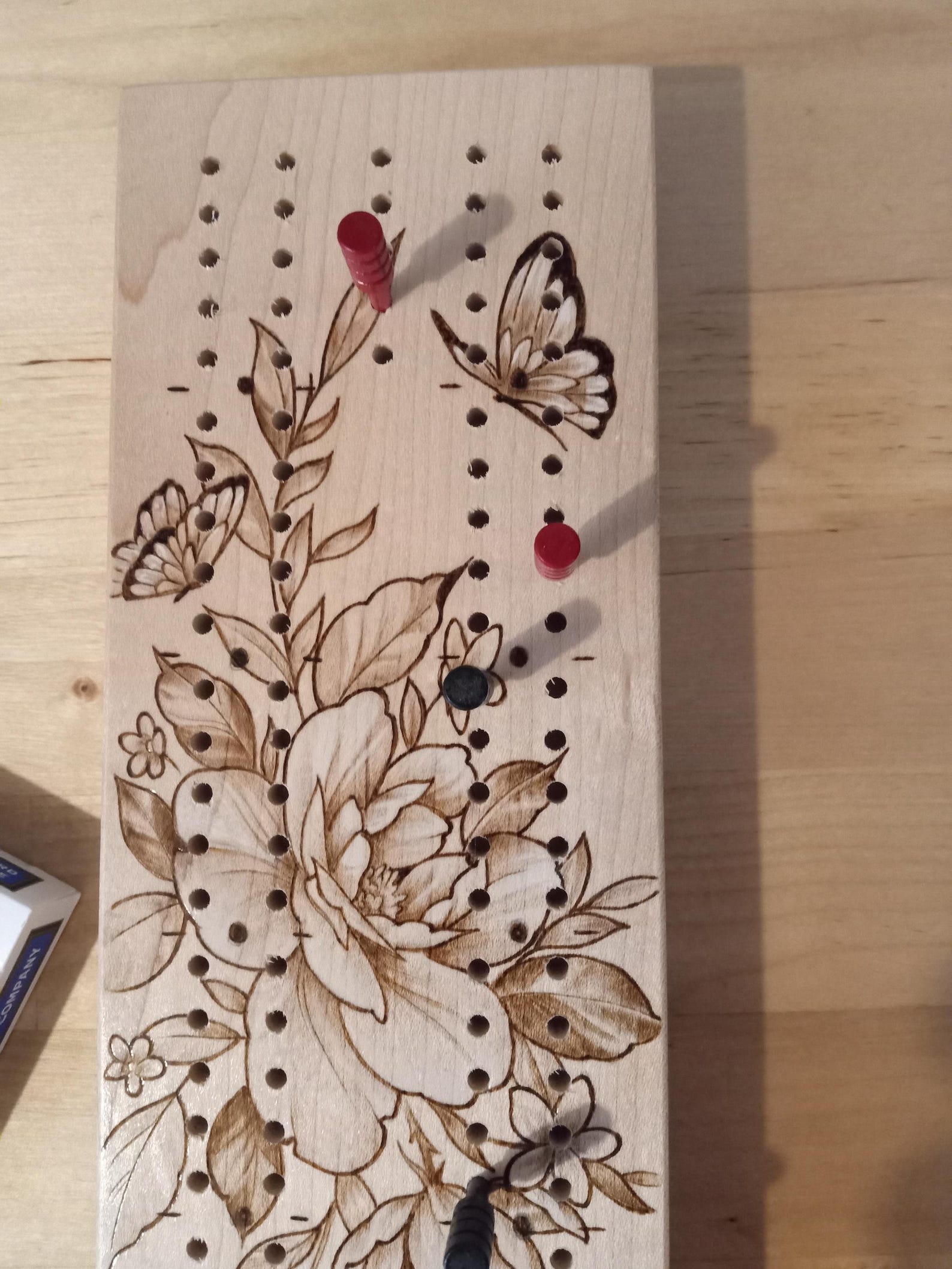 Floral Tattoo Art Wood Burned Cribbage Board - Etsy