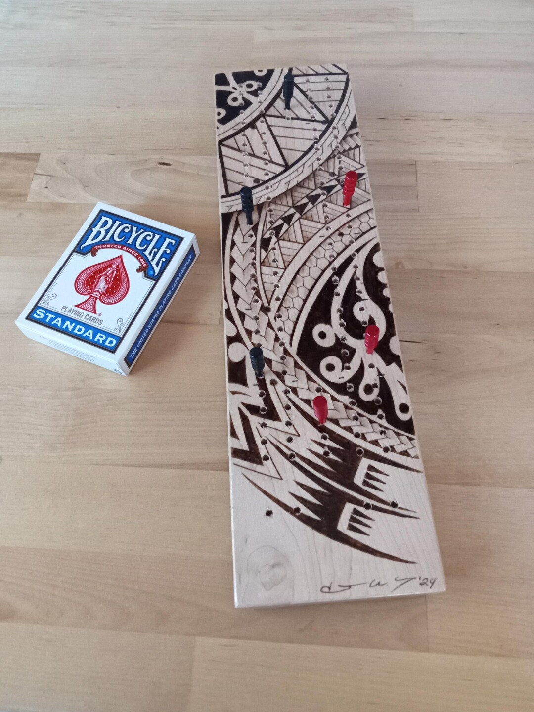 Polynesian Tattoo Art Wood Burned Cribbage Board - Etsy