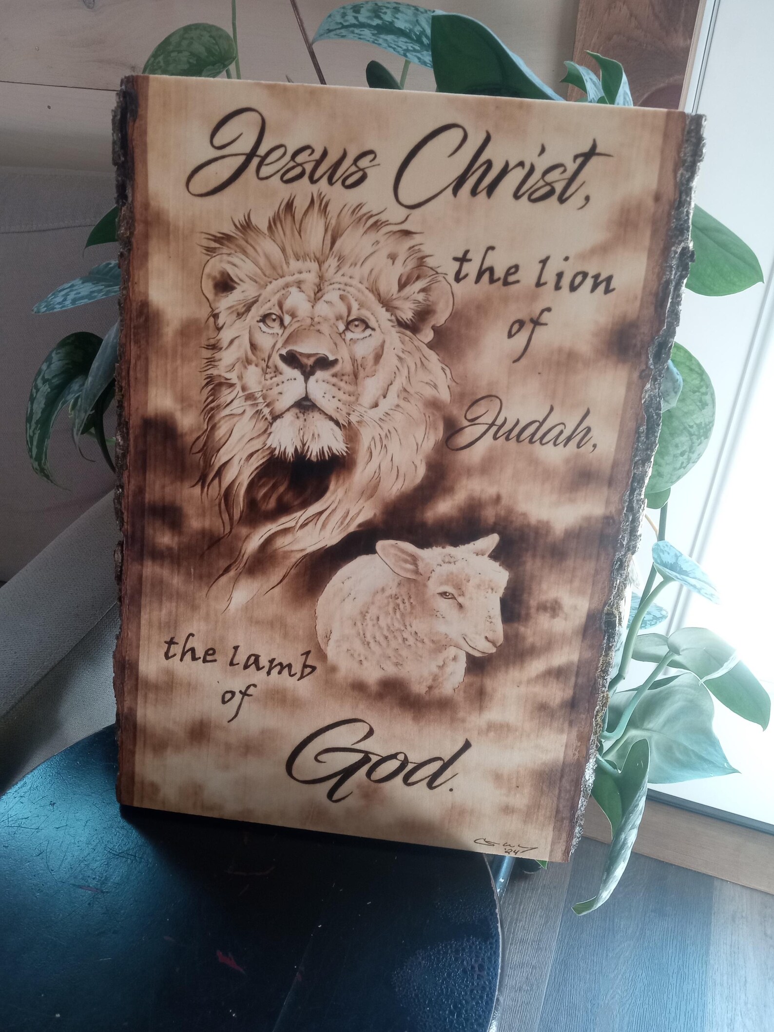 Lion of Judah and Lamb of God Wood Burning, Original Art by Christopher ...