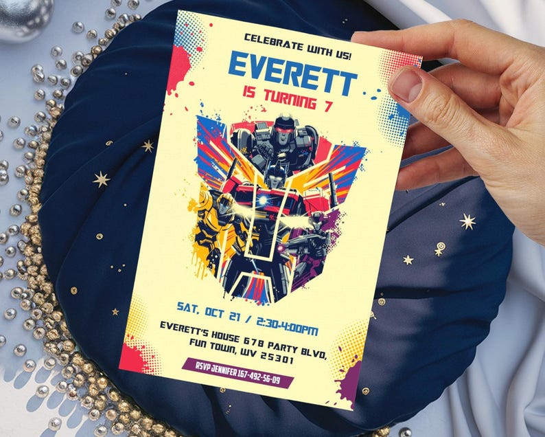 Transformers One Party Evite, Printable Rescue Bots Birthday Invitation ...