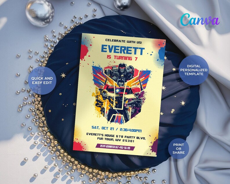Transformers One Party Evite, Printable Rescue Bots Birthday Invitation ...