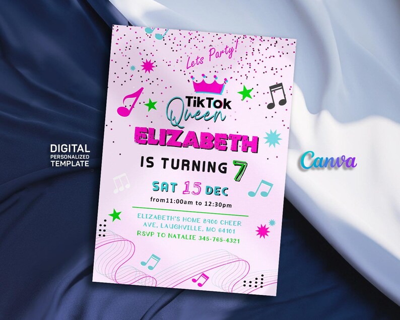 Tiktok Birthday Invitation, Tik Tok Invite, Printable Editable Tiktok ...