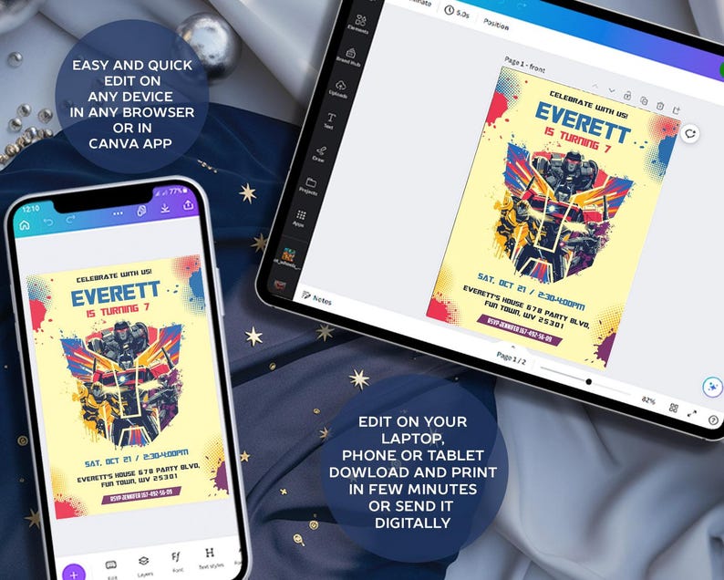 Transformers One Party Evite, Printable Rescue Bots Birthday Invitation ...