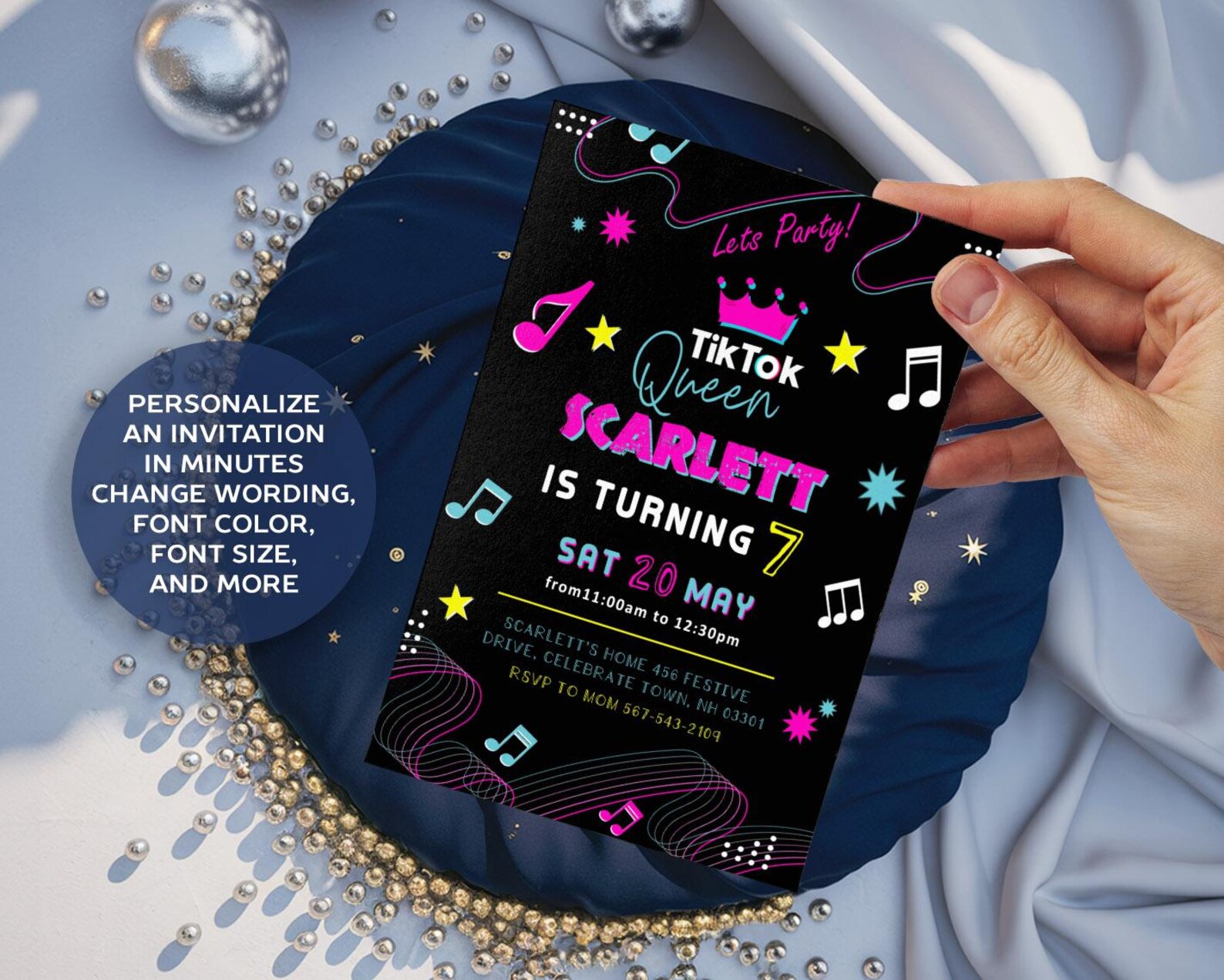 Tiktok Birthday Invitation, Tik Tok Invite, Printable Editable Tiktok ...