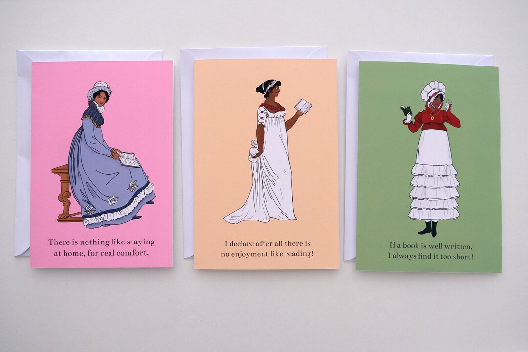 Greeting Card Set of 3 With Jane Austen Book Quotes ~ Regency Fashion ...