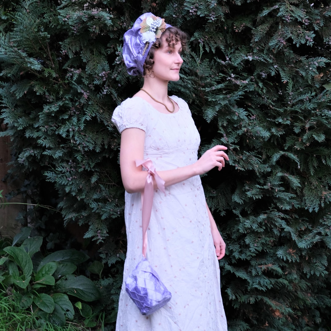 Regency Style Bonnet and Reticule Handstitched Unique Dupioni Silk ...