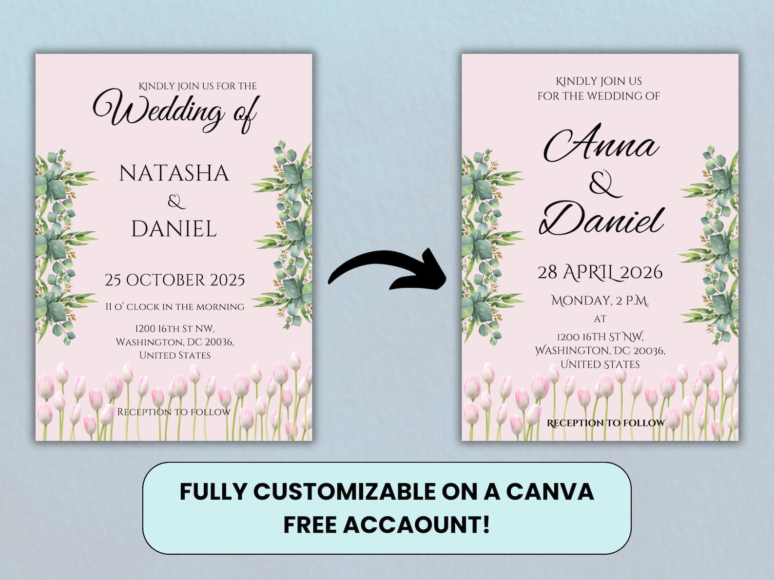 Wedding Card Template, Printable Wedding Card Template, Editable ...