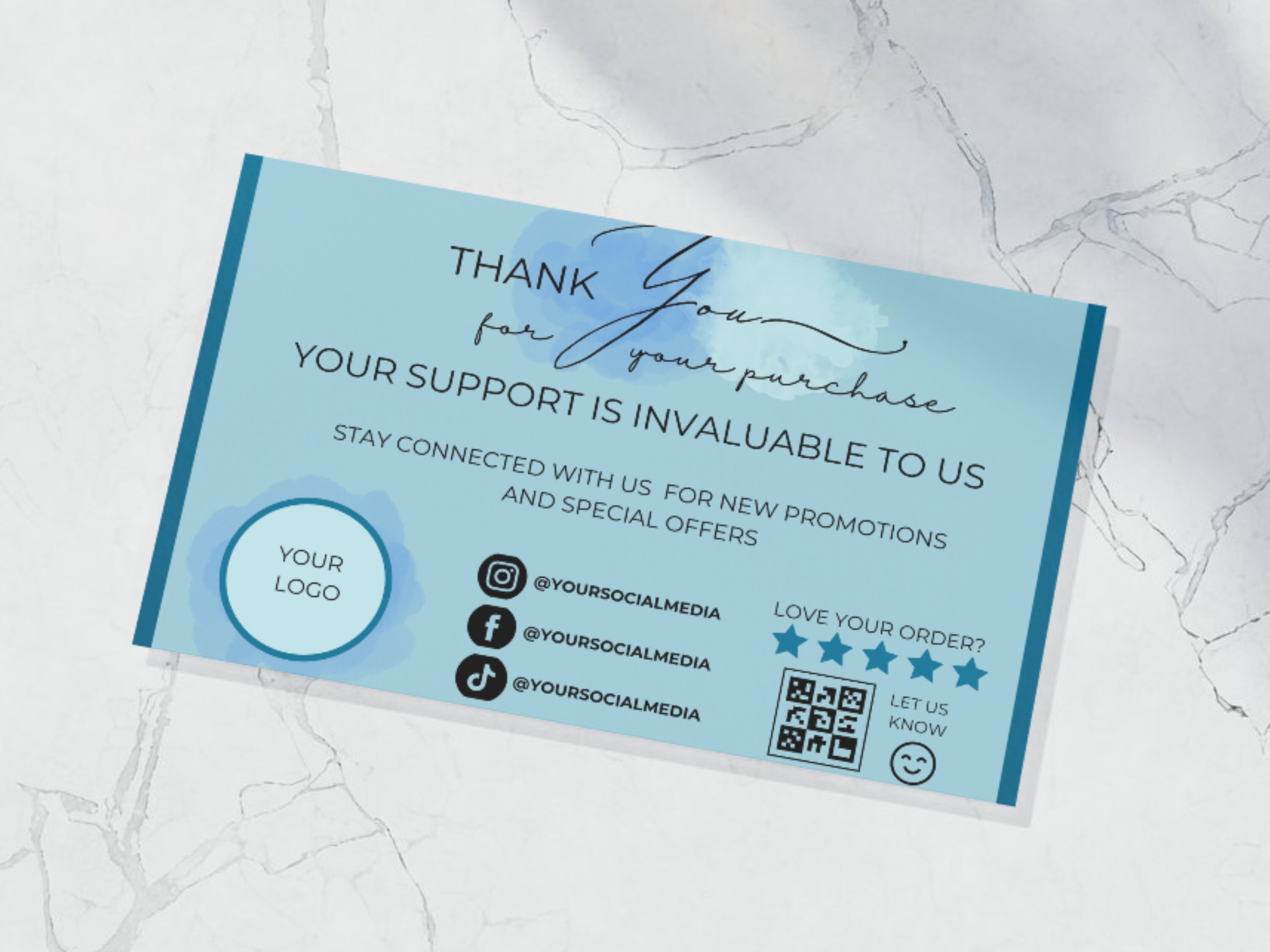 Thank You Card, Printable Card, Thank You for Purchase Card, Business ...