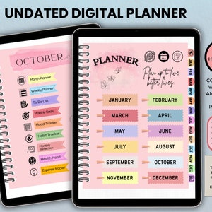 Undated Planner, Monthly Digital Planner, Digital Planner PDF, iPad ...