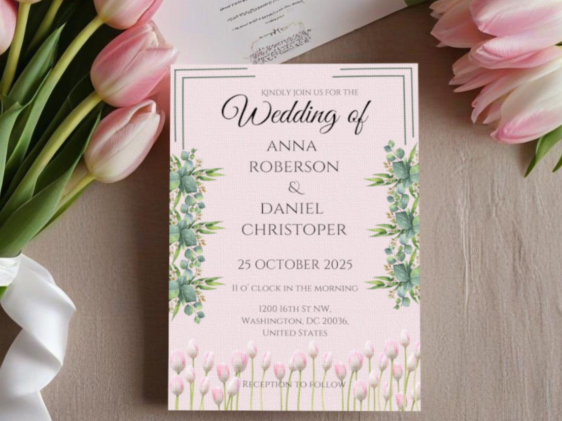 Wedding Card Template, Printable Wedding Card Template, Editable ...