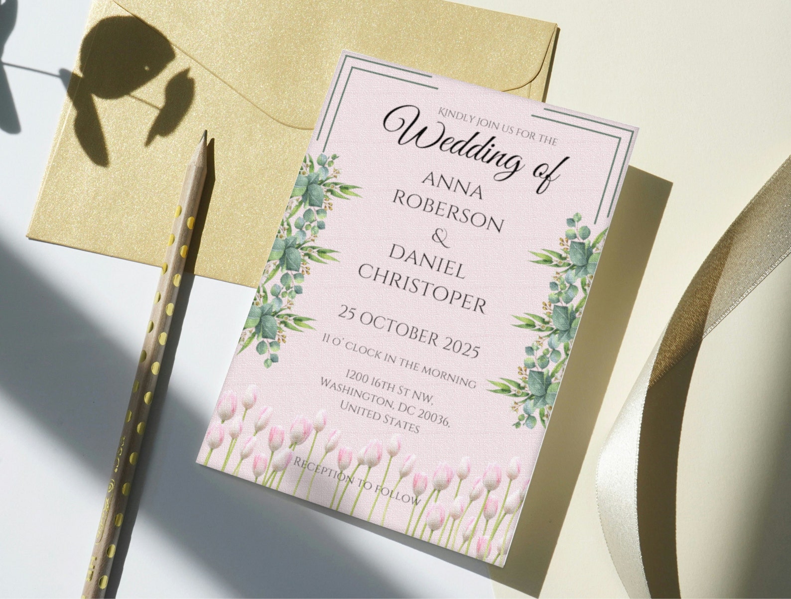 Wedding Card Template, Printable Wedding Card Template, Editable ...
