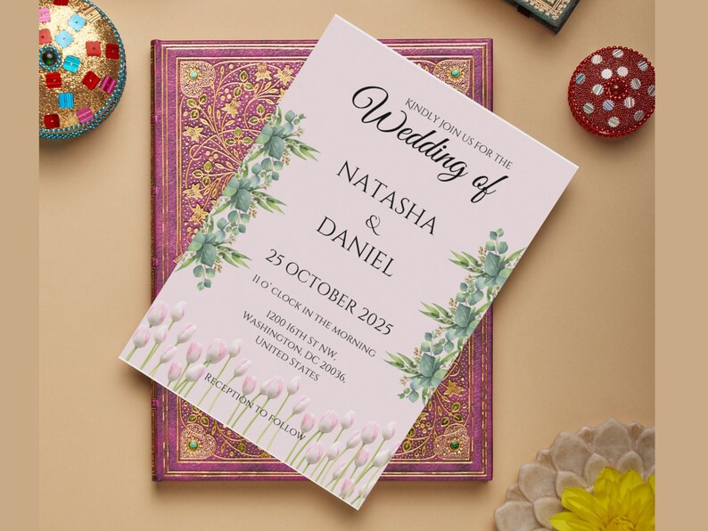 Wedding Card Template, Printable Wedding Card Template, Editable ...