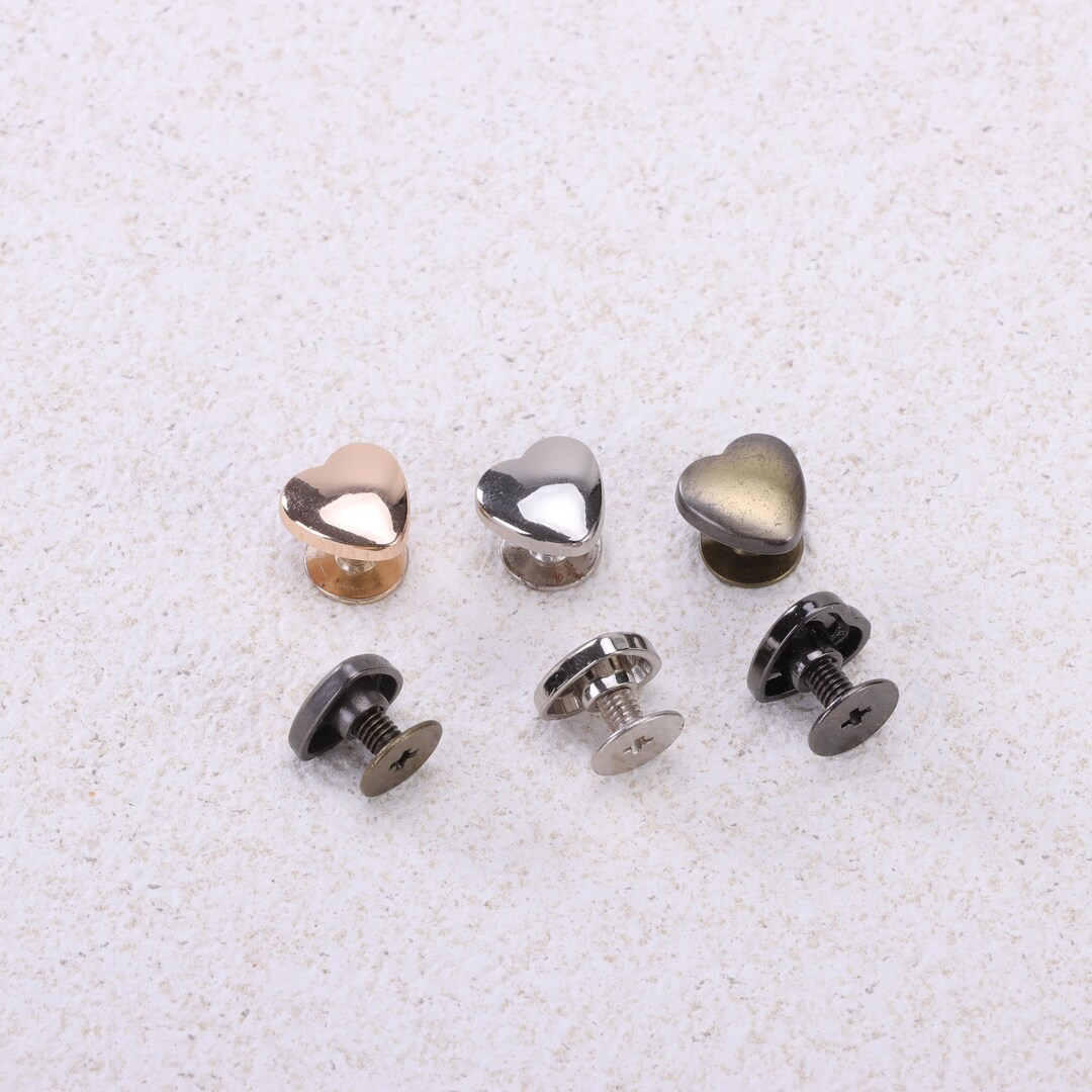10 Pcs Heart Shaped Metal Decorative Rivets, Screw Back Foot Nails for ...