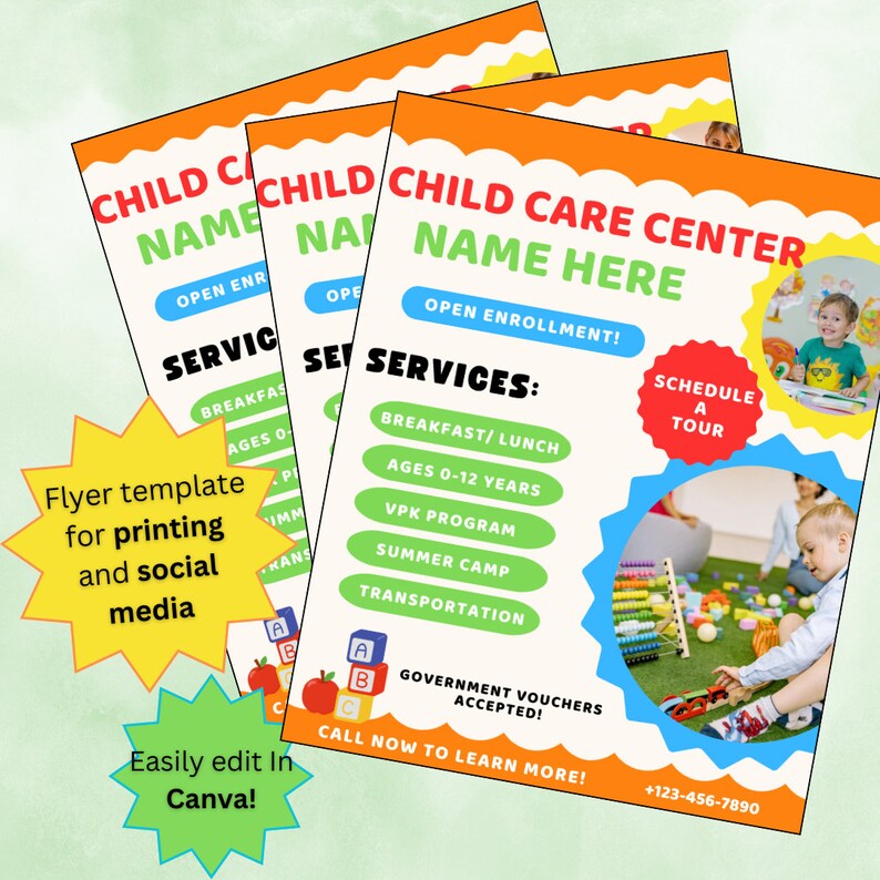 Childcare Flyer, Preschool, Daycare, Home Daycare, Advertising - Etsy