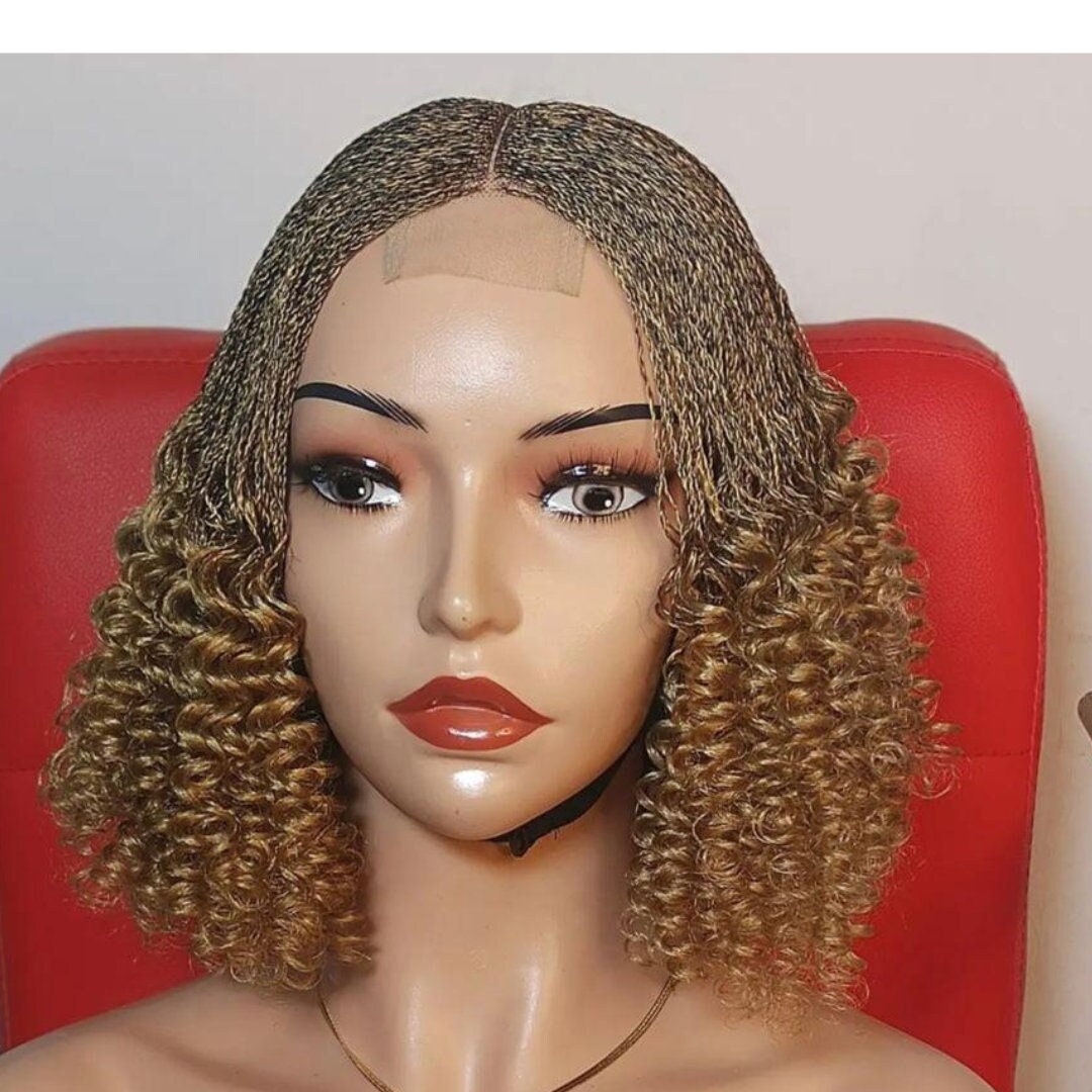 Braided Wigs for Black Women, Conrow Weave Human Hair Lace Front Box ...