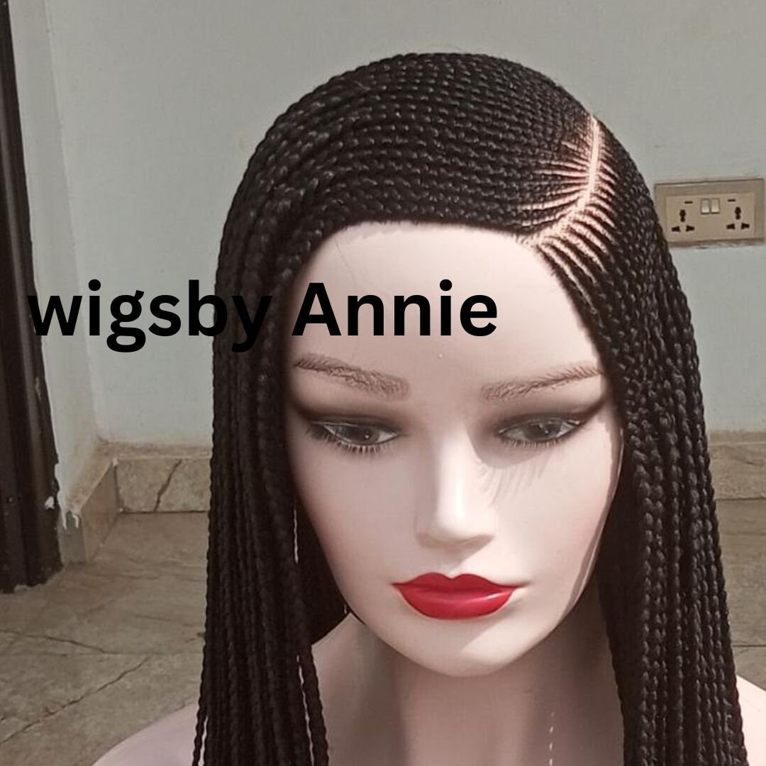 Side Part Cornrow Braided Wig. Wig for Black Women. Fulani Braids ...