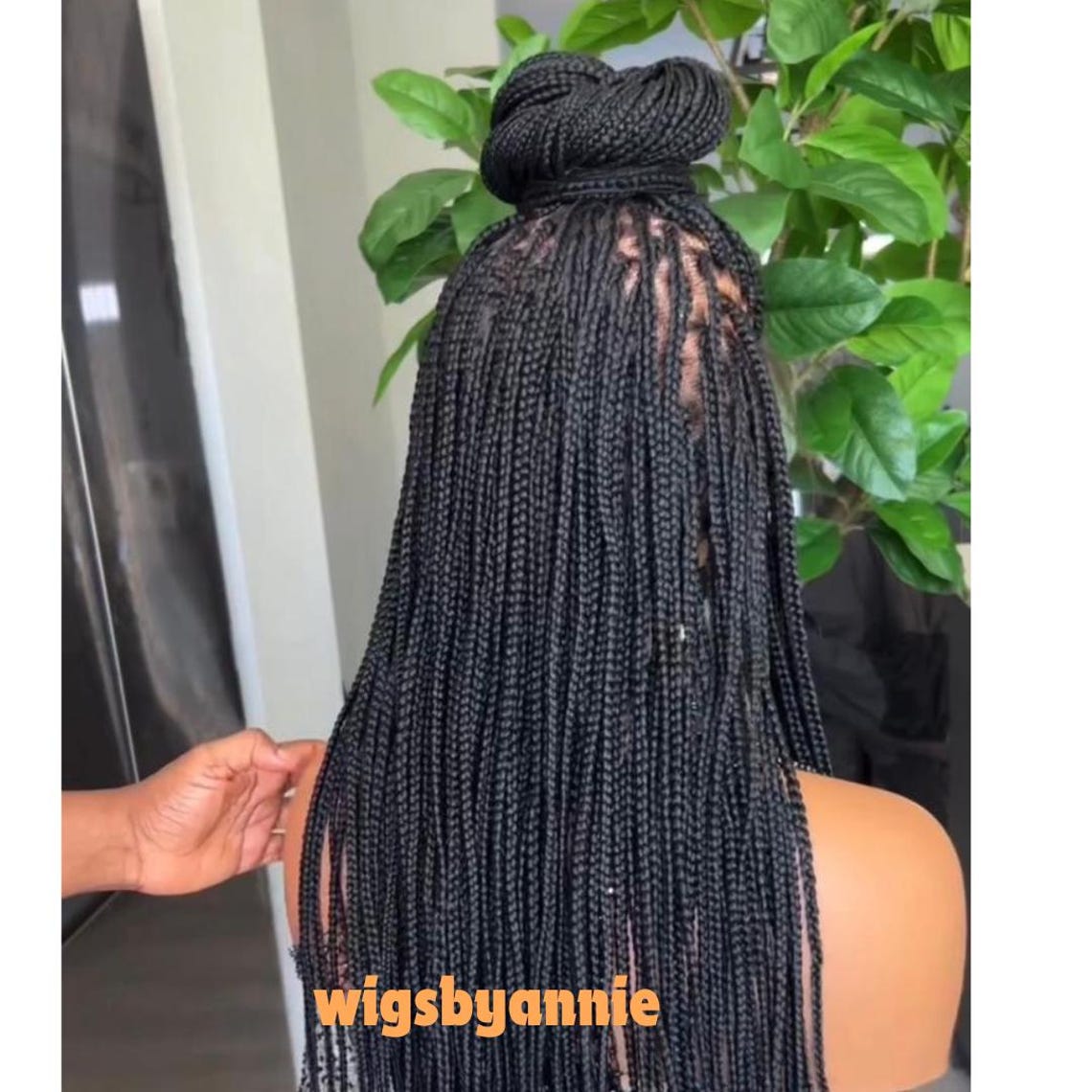 Human Hair Full Lace Knotless Braids, Braided Wig, Wig for Black Women ...